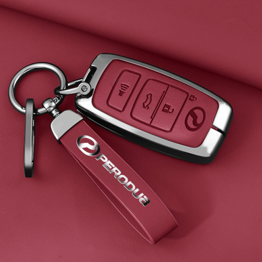 Zinc Alloy Leather Car Key Case Cover For Perodua Axia 2023 Ativa Myvi ...