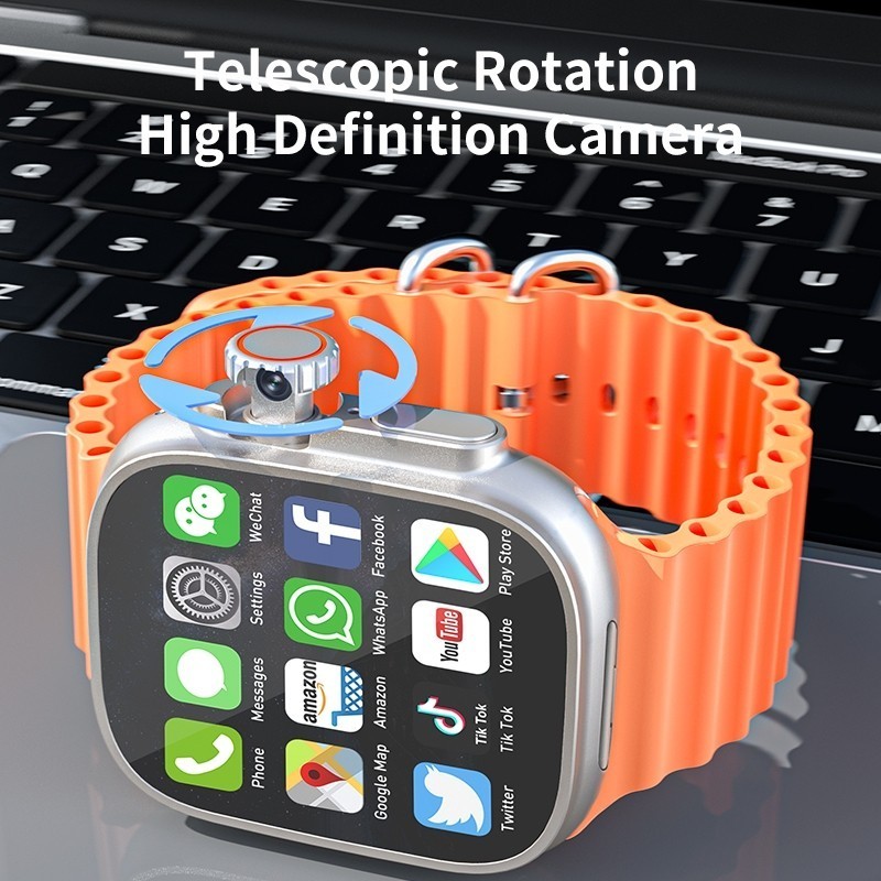 2024 New AMOLED 4G SIM DW99 ultra 2 smartwatch rotating camera pull ...