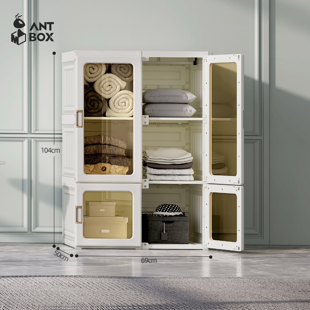 ANTBOX Wardrobe 6 Cubes Foldable Free Installation Removable ...