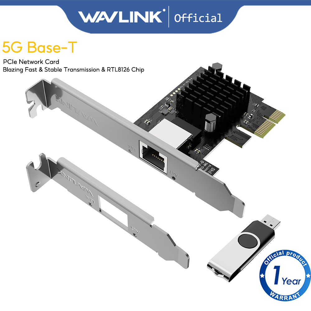 WAVLINK 5G Base-T PCIe Network Card 5000/2500/1000Mbps PCI Express ...