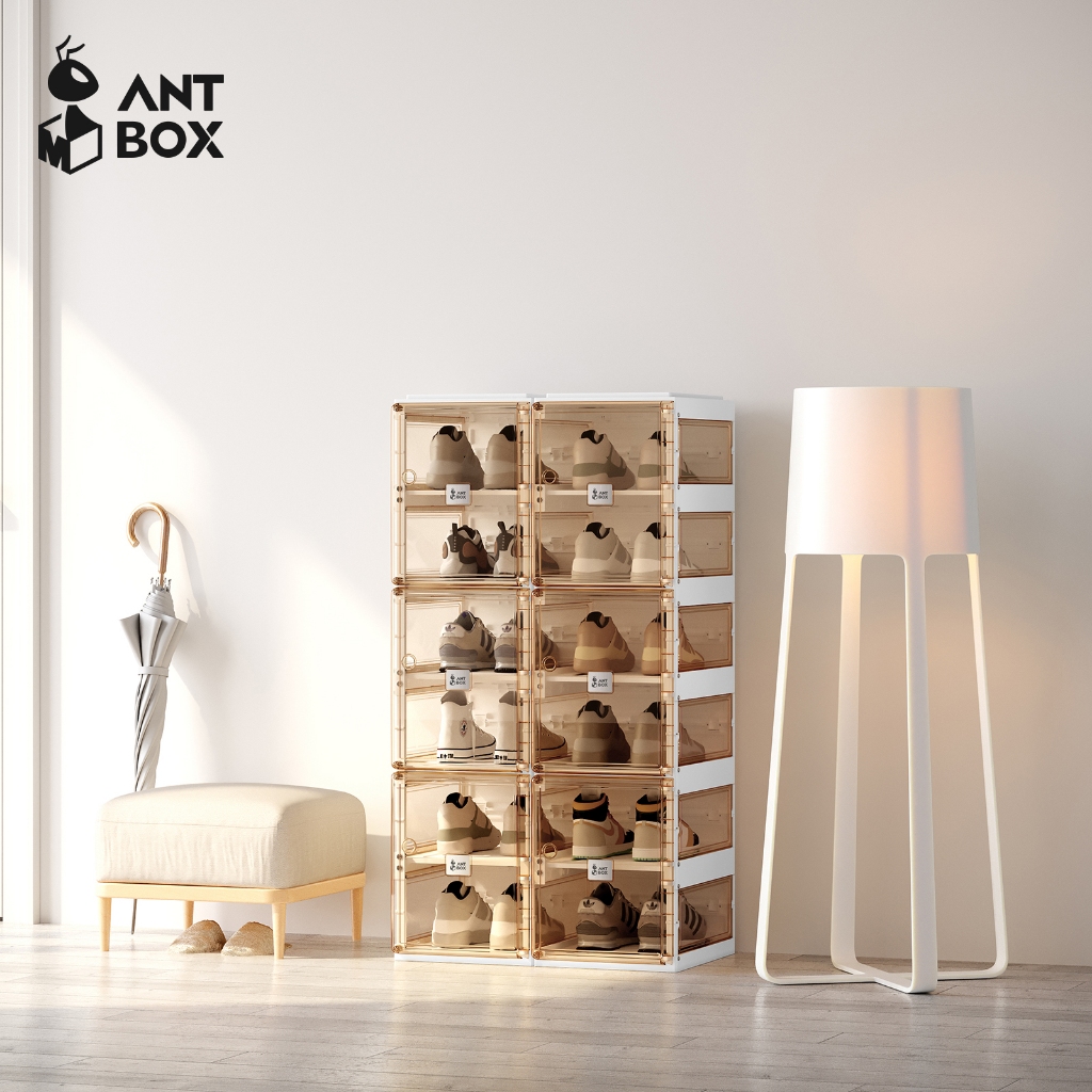 ANTBOX Shoe Box Side Clear Display Cabinet 12Pairs Installation Free ...