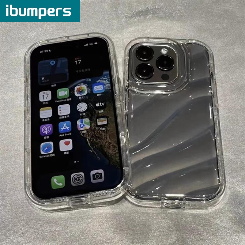 Ibumpers High Quality Premium Simple Transparent Silicone Casing Clear Wavy Case for Iphone 15 ...