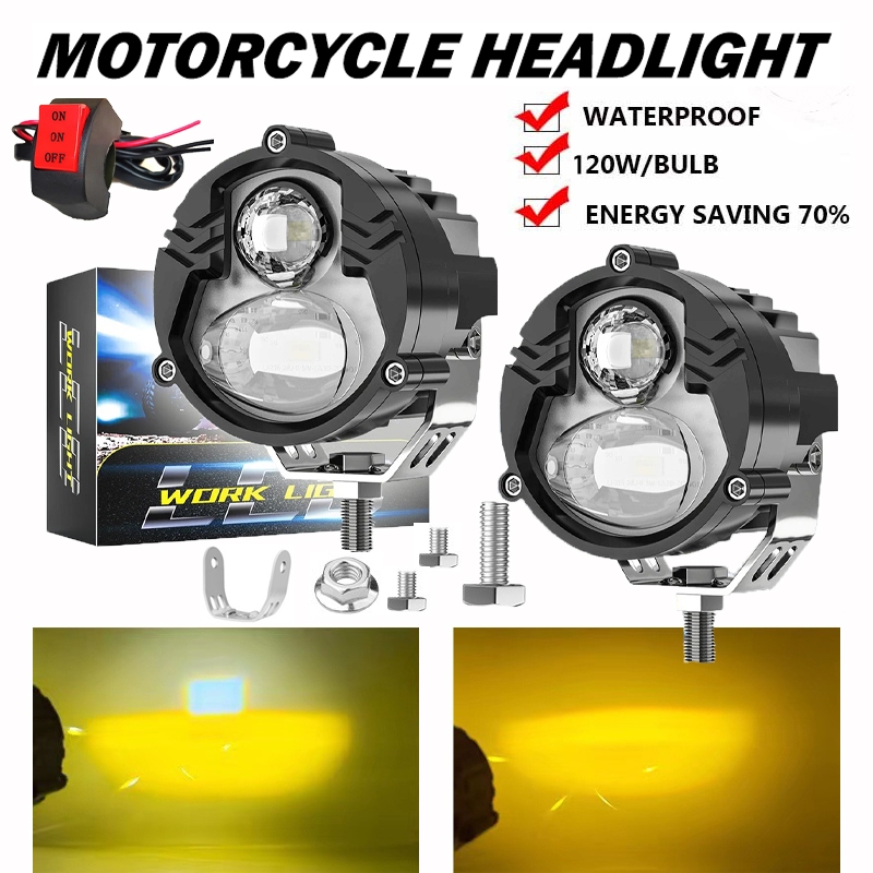 3"Dual Color LED Work Light Bar 140W Super Bright Spot Flood Combo Beam ...