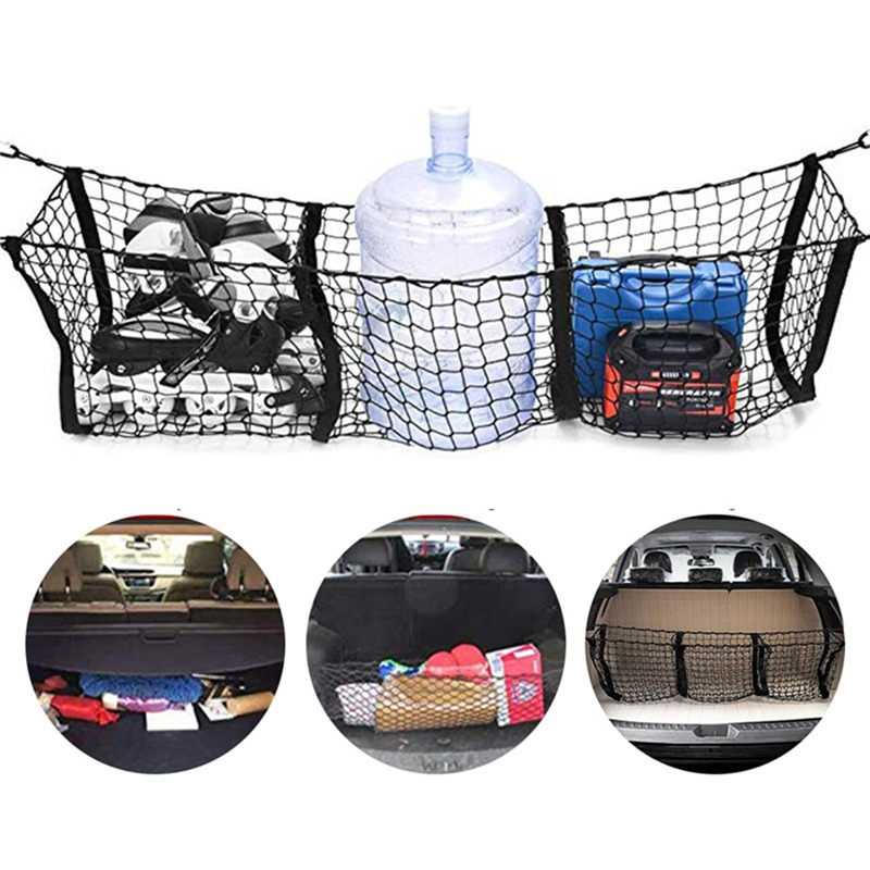 Car Trunk Net Bag Three Grid Luggage Three-Dimensional Net Pocket ...