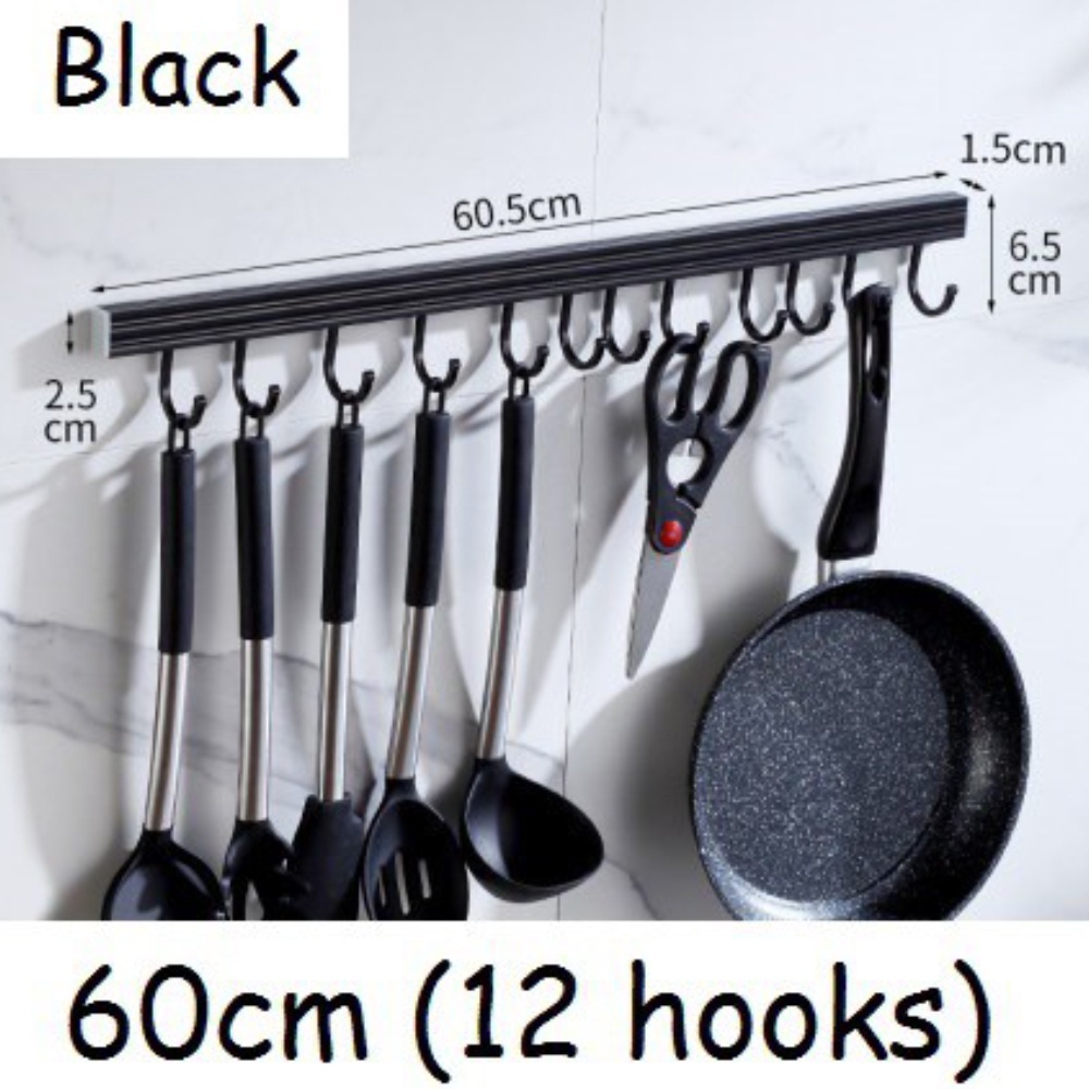 Kitchen Pan Wall Mounted Hanger Hook Tools Organizer Rack No Drill ...
