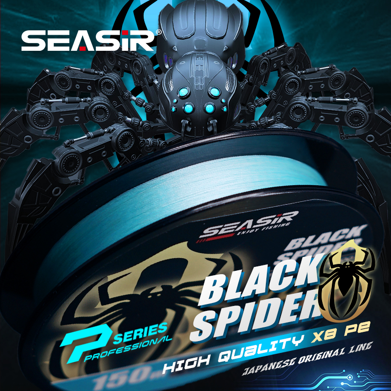 Seasir P-Series Black Spider 8 Braided PE Fishing Line Ice Blue 8 ...