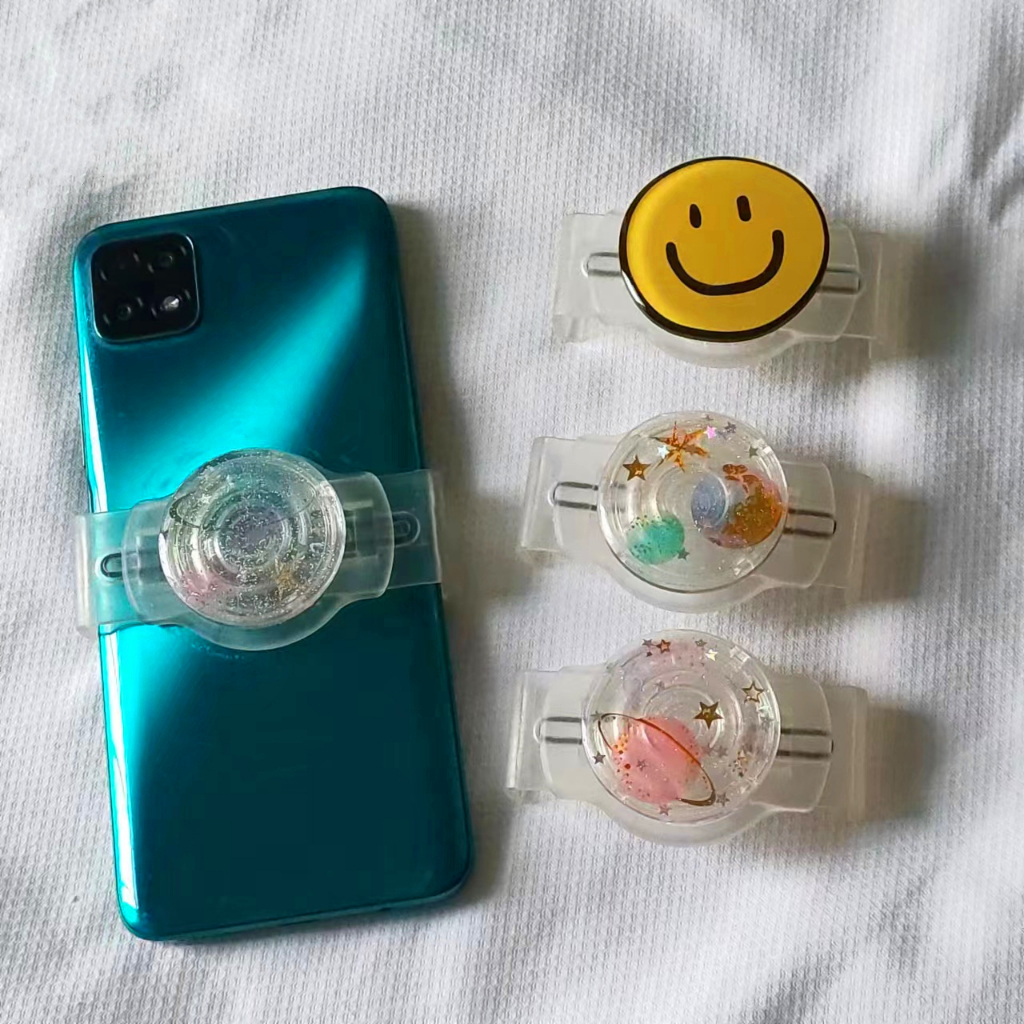 Starry Sky Smiley Face Retractable Back Clip Mobile Phone Holder Smiley ...