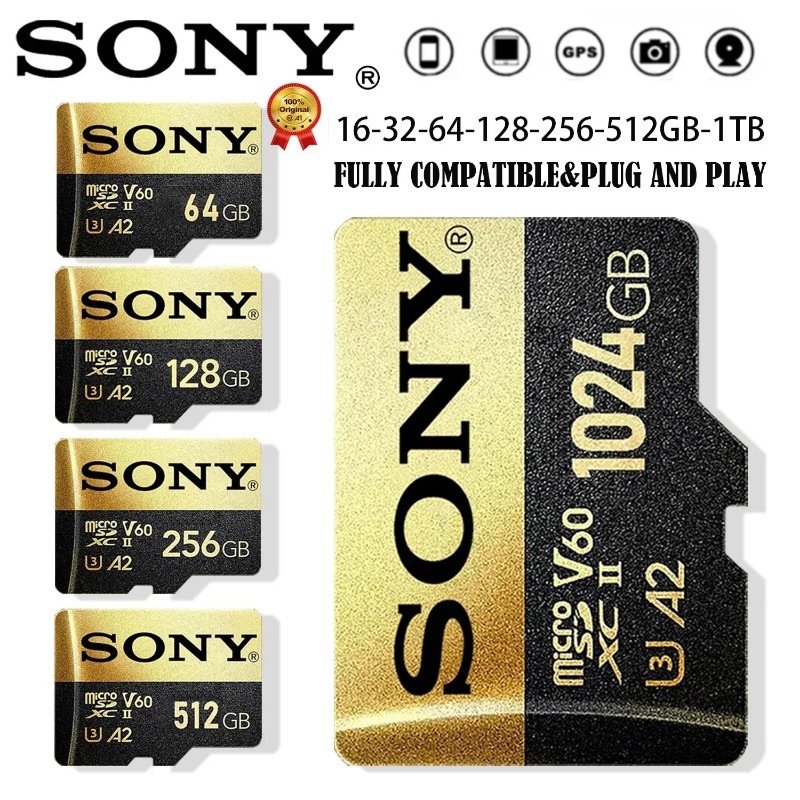 SONY Micro SD Memory Card Class 10 2TB 1TB 512GB 256GB 128GB 64GB 32GB ...