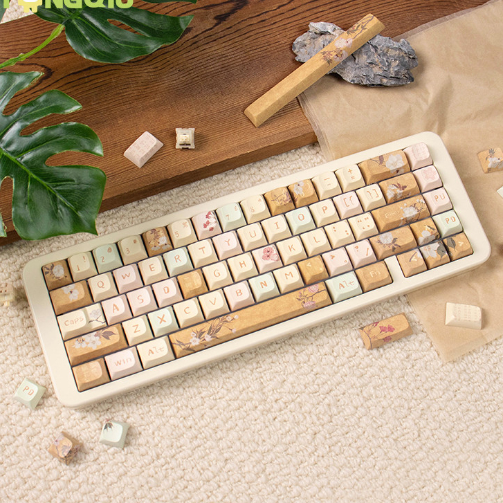 YongQiu Original Peach Blossom Flowers keycaps Retro Chinese Style PBT ...