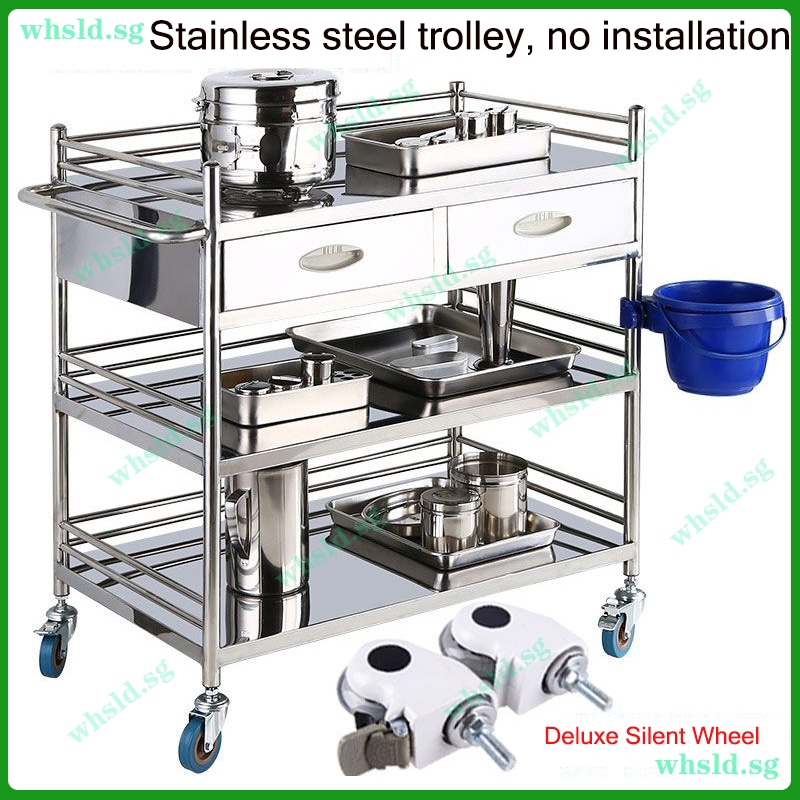Cart Stainless Steel Treatment Car Two-Layer Instrument Table Hospital ...