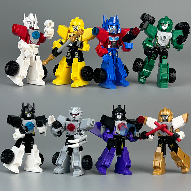 8-in-1 Transformers Action Toy Figures, Optimus Prime Bumblebee Building Blocks Robot Mech ...