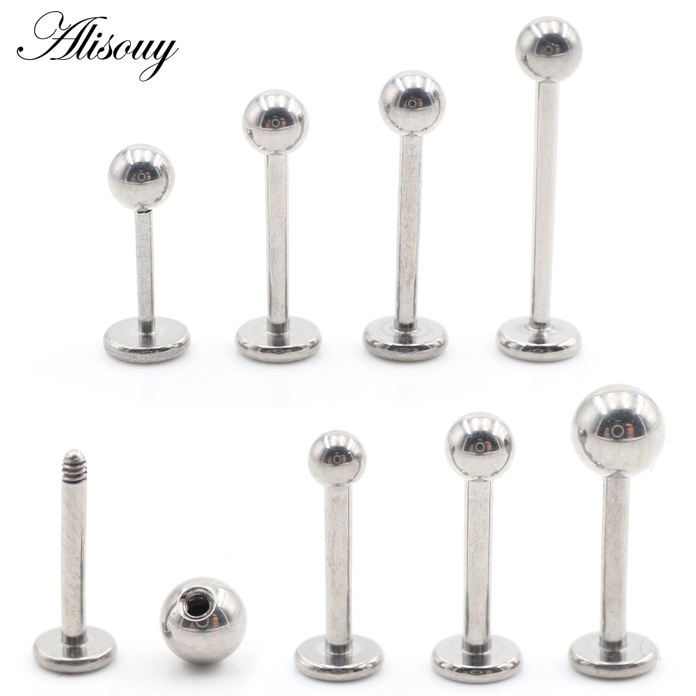 Alisouy 1 Piece Externally Threaded Titanium Ball Anodized Labret Lip ...