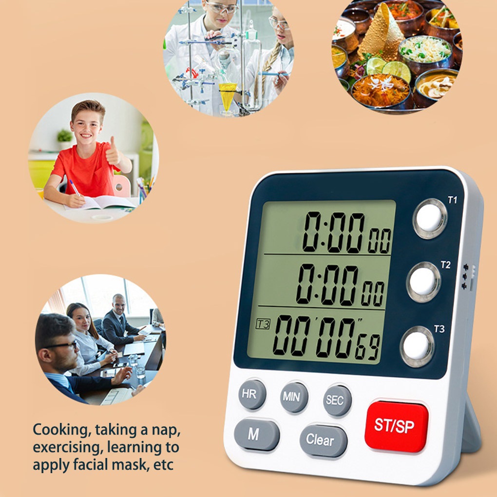 Digital Dual Kitchen Timer, 3 Channels Count UP/Down Timer, Cooking ... Digital Dual Kitchen Timer, 3 Channels Count UP/Down Timer, Cooking ...