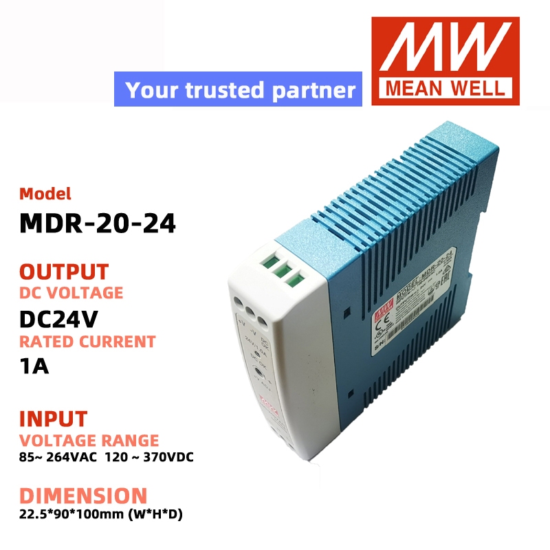 MEAN WELL Switching Power Supply MDR-20-24 DC24V 1A MDR-20-12 MDR-20-5 Meanwell DC power ...