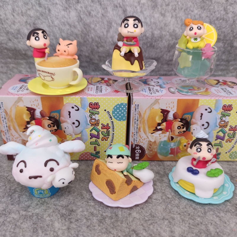 6Pcs/Set Crayon Shin-chan Nohara Shinnosuke Nohara Himawari Nohara Shiro Dessert Cheese Cake ...