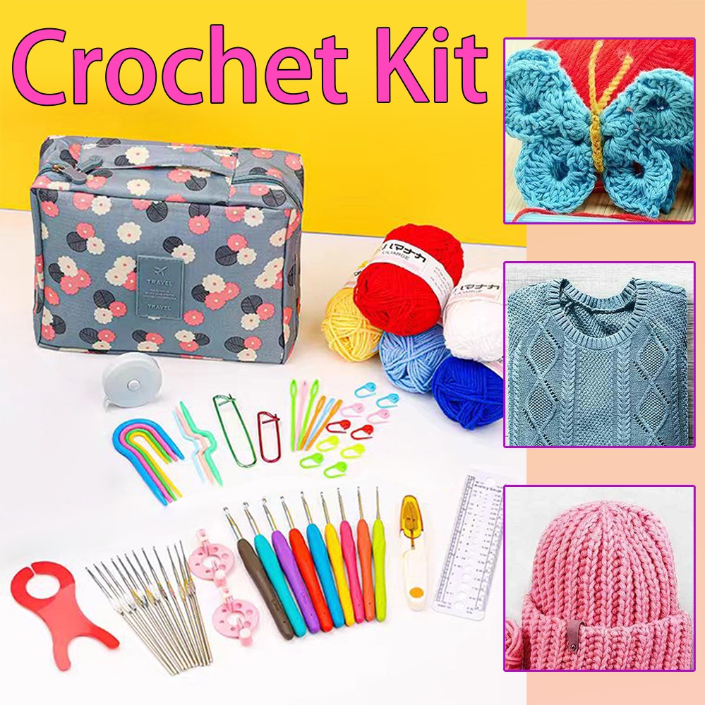 Crochet Kit Full Set DIY Beginner Knitting Weaving Tools Accessories ...