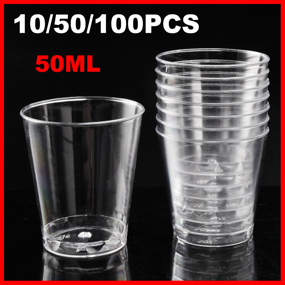 50-300PCS Mini 50ml Disposable Glass Clear Cawan Plastik Plastic shot ...