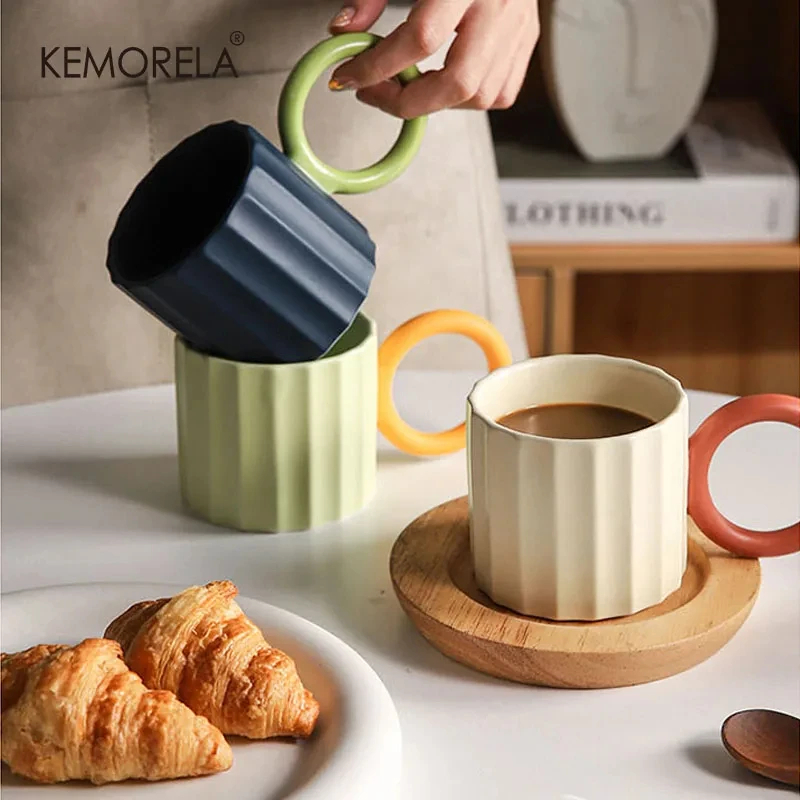 1Pc Nordic Round Handle Ceramic Coffee Mug for Coffee Tea Milk Water ...