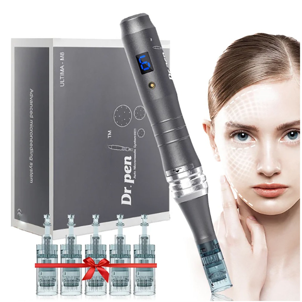 Wireless Derma Pen M8 Dr Pen with 5Pcs Needle Cartridges Microneedling ...