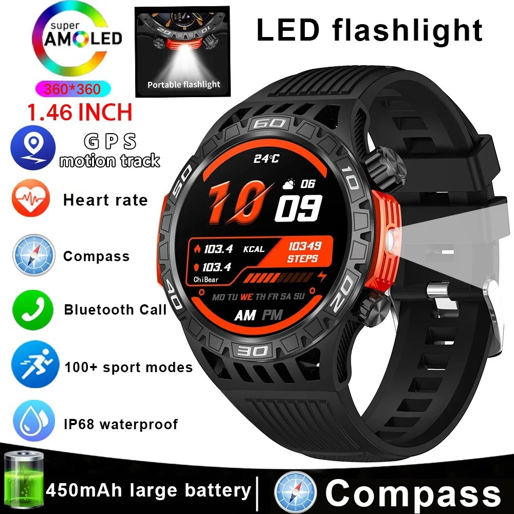 2024 New HT22 Sports Smart Watch Men with LED Lighting Health Tracker ...
