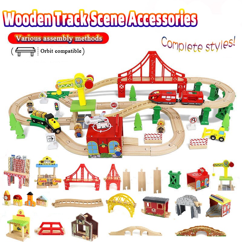 Wooden Train Track Railway Accessories Big Rainbow Bridge Track Bridge ...