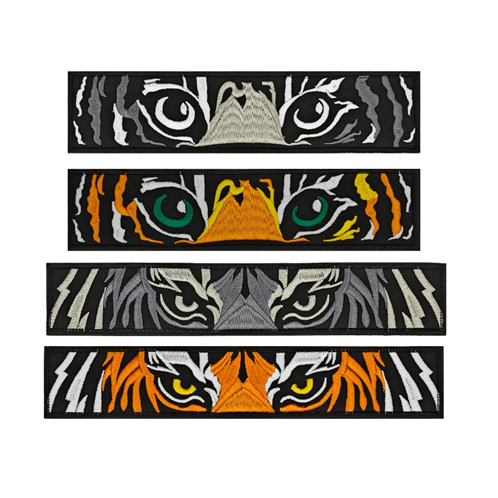 T Tiger Head Cute Tiger Long Strip Embroidery Velcro Armband with Hook ...