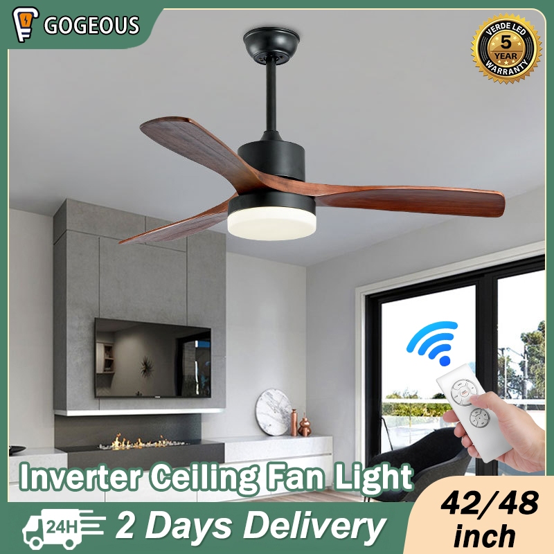 Nordic Ceiling Fan With Light 3 Blades Wood Color Ceiling Fans 42/48 ...