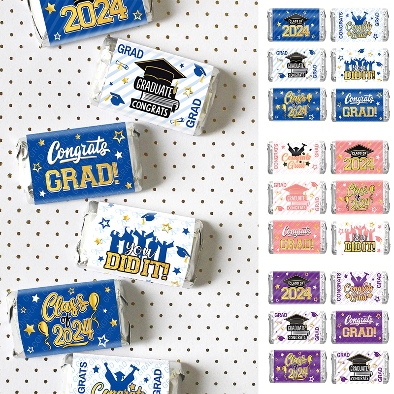 4pcs/set Class of 2024 Graduation Mini Candy Wrapper Stickers Congrats ...