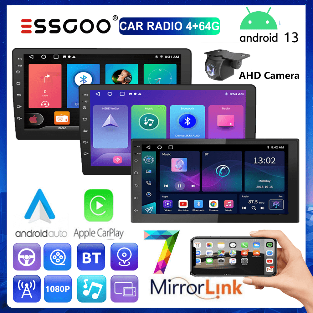ESSGOO 4+64GB Android 13 7'' 9"10" IPS Touch Screen Car Stere Radio ...