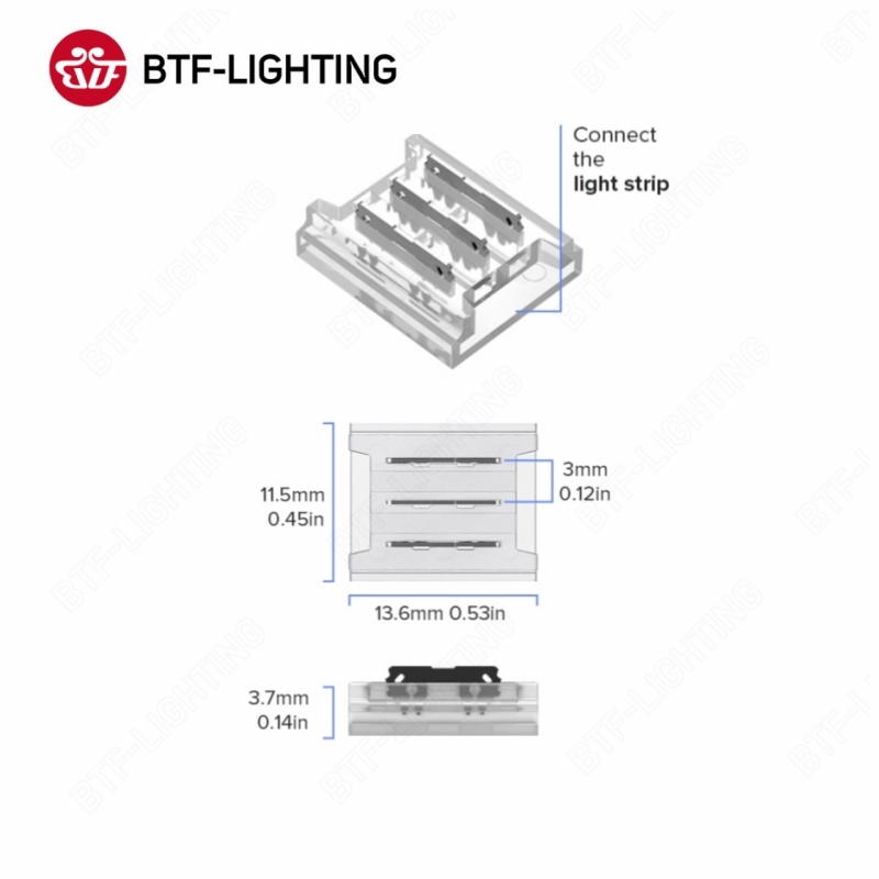 BTF-LIGHTING SMD COB LED Connector 5050 RGB T-type L-type X-type ...