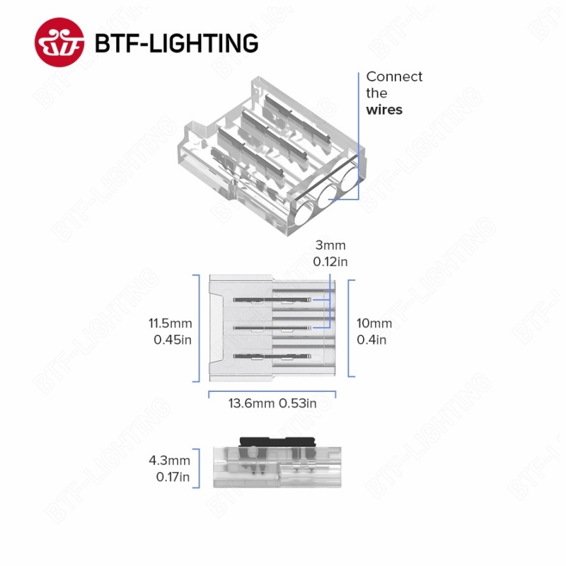 BTF-LIGHTING SMD COB LED Connector 5050 RGB T-type L-type X-type ...