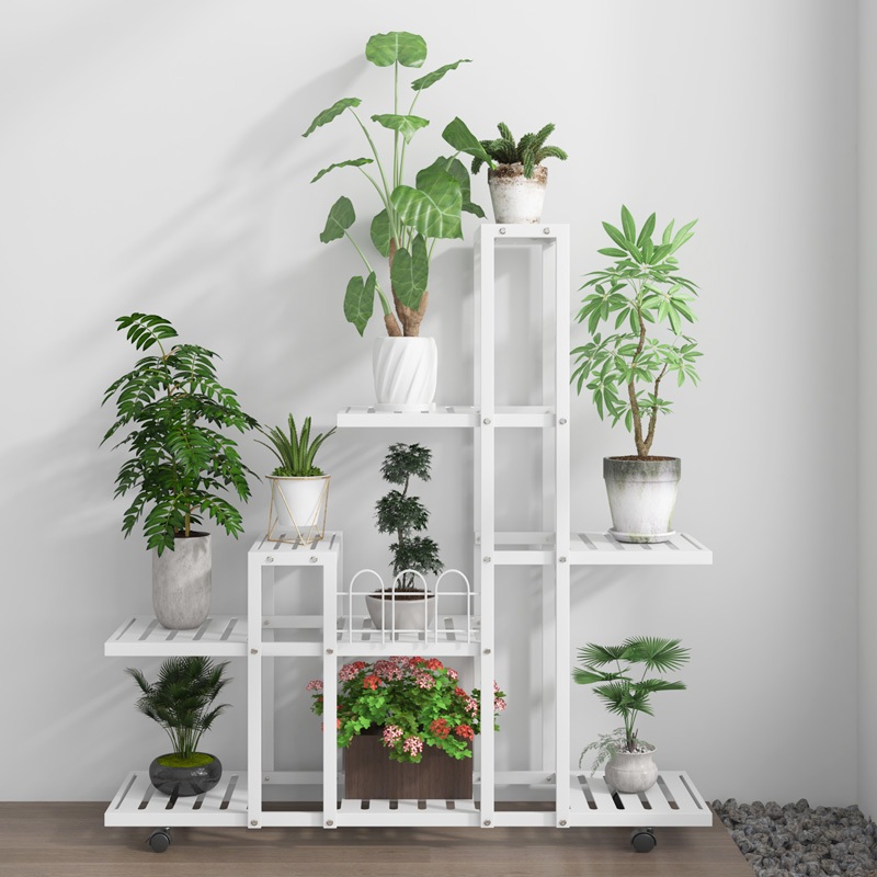 Multi-layer flower stand plant stand rack plant pot shelf with pulley ...