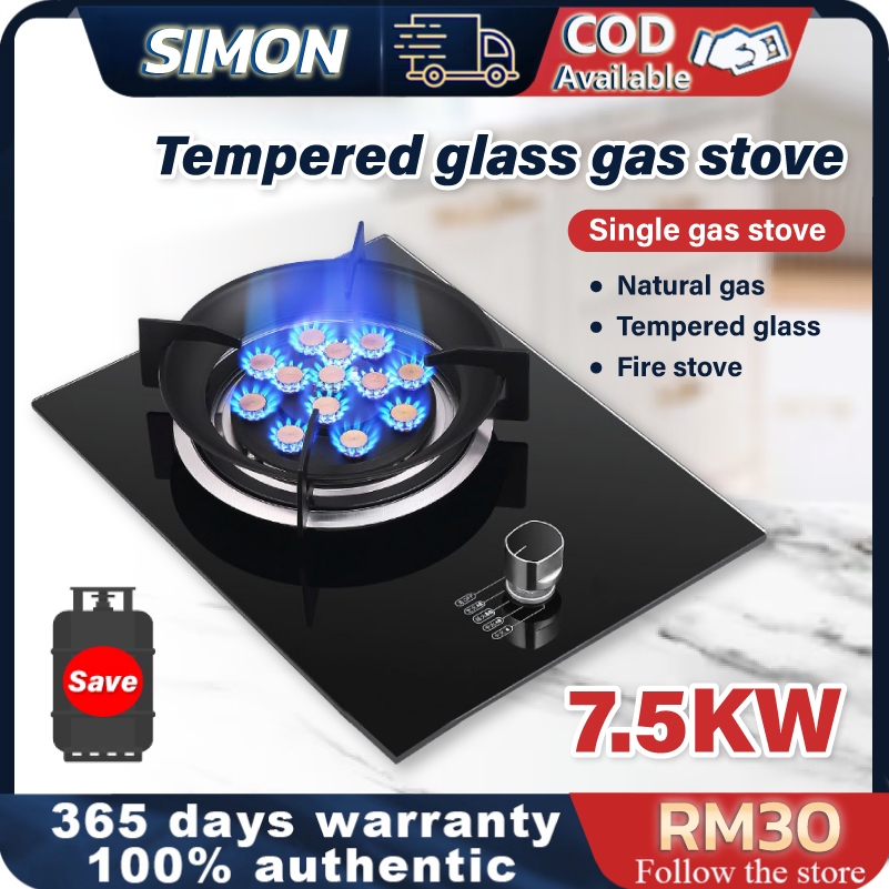 4200W Gas Stove Single Burner Tempered Glass Embedded Double Burner ...