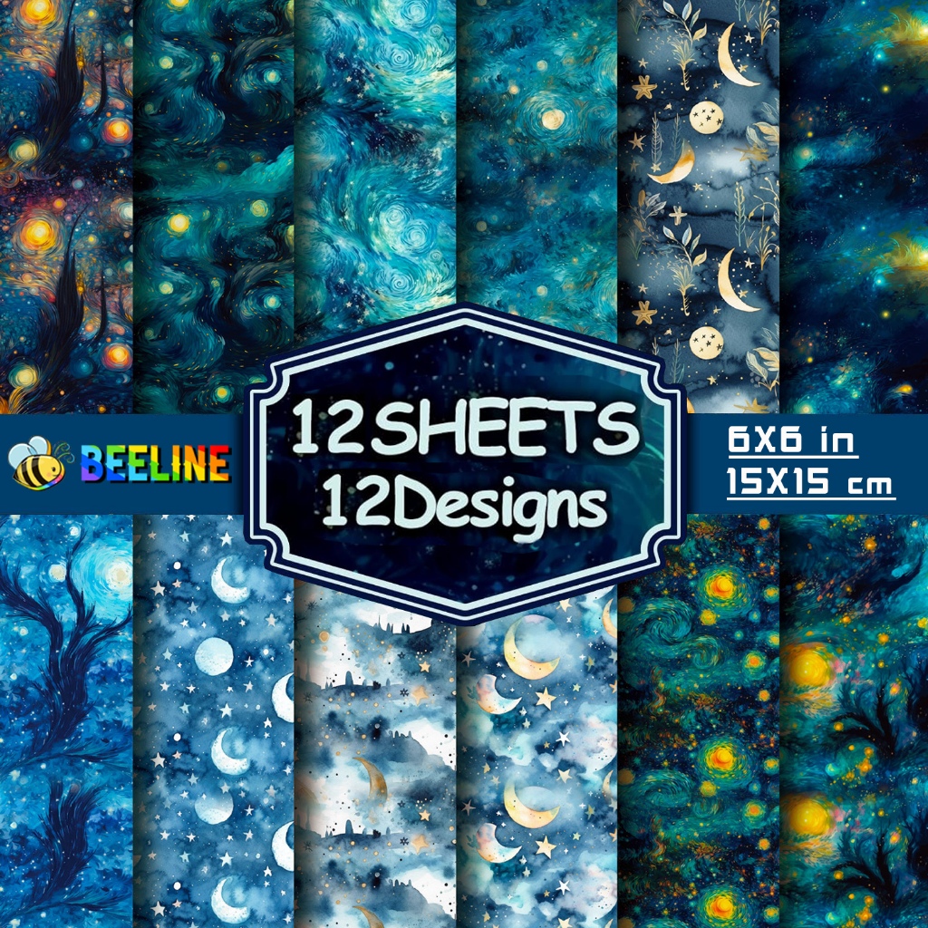 Beeline Blue Pattern Paper Starry Sky Scrapbook DIY Manual Photo Album ...