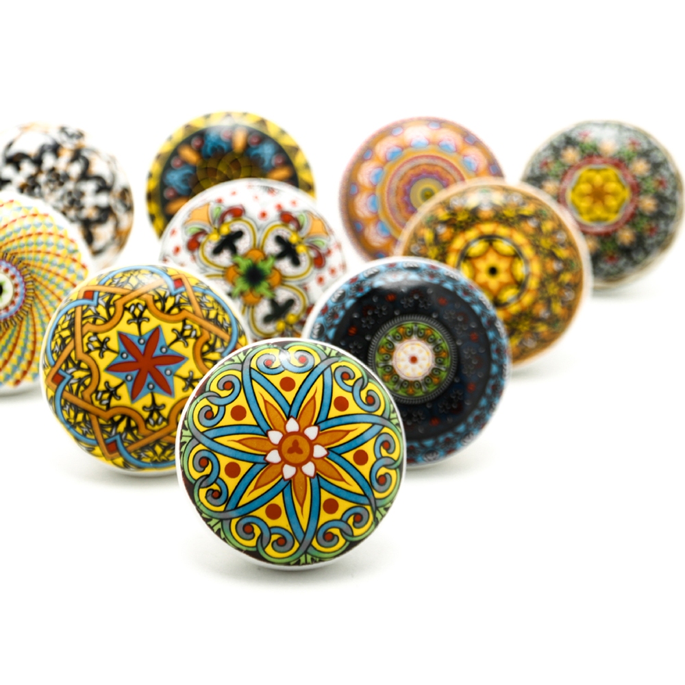 Bohemian Style Ceramic Door Handles Furniture Drawer Pulls Kitchen Cabinet Knobs Handles ...