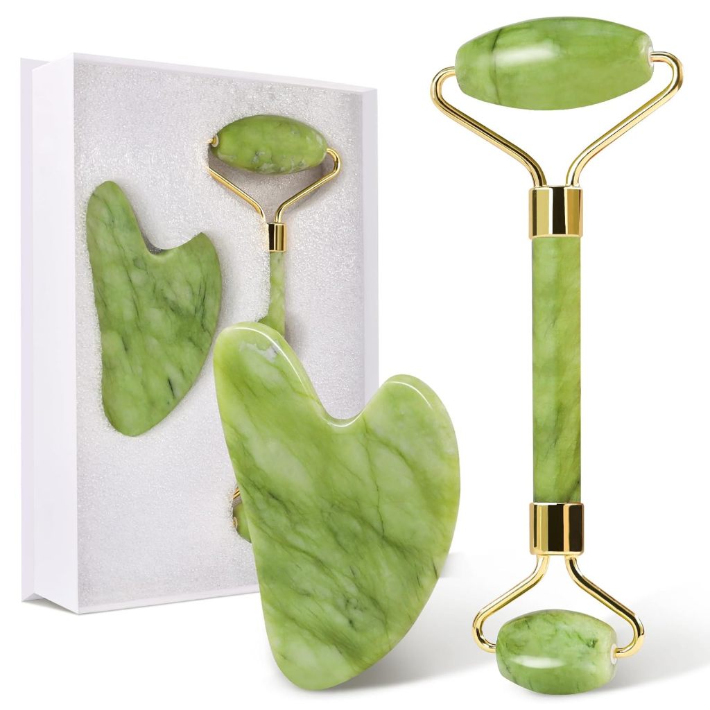 Jade Guasha Board Facial Face Neck Body Jade Stone Massage Set Gua Sha ...