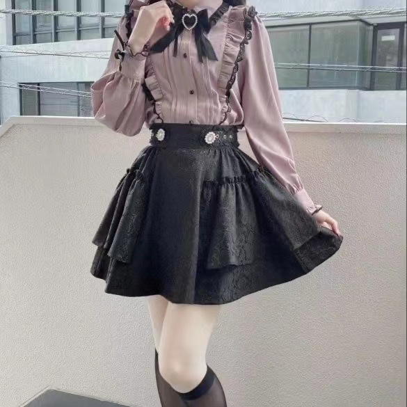 Japanese Style Half Skirt Jacquard A-Line Skirt Sweet Cute Short Skirt ...