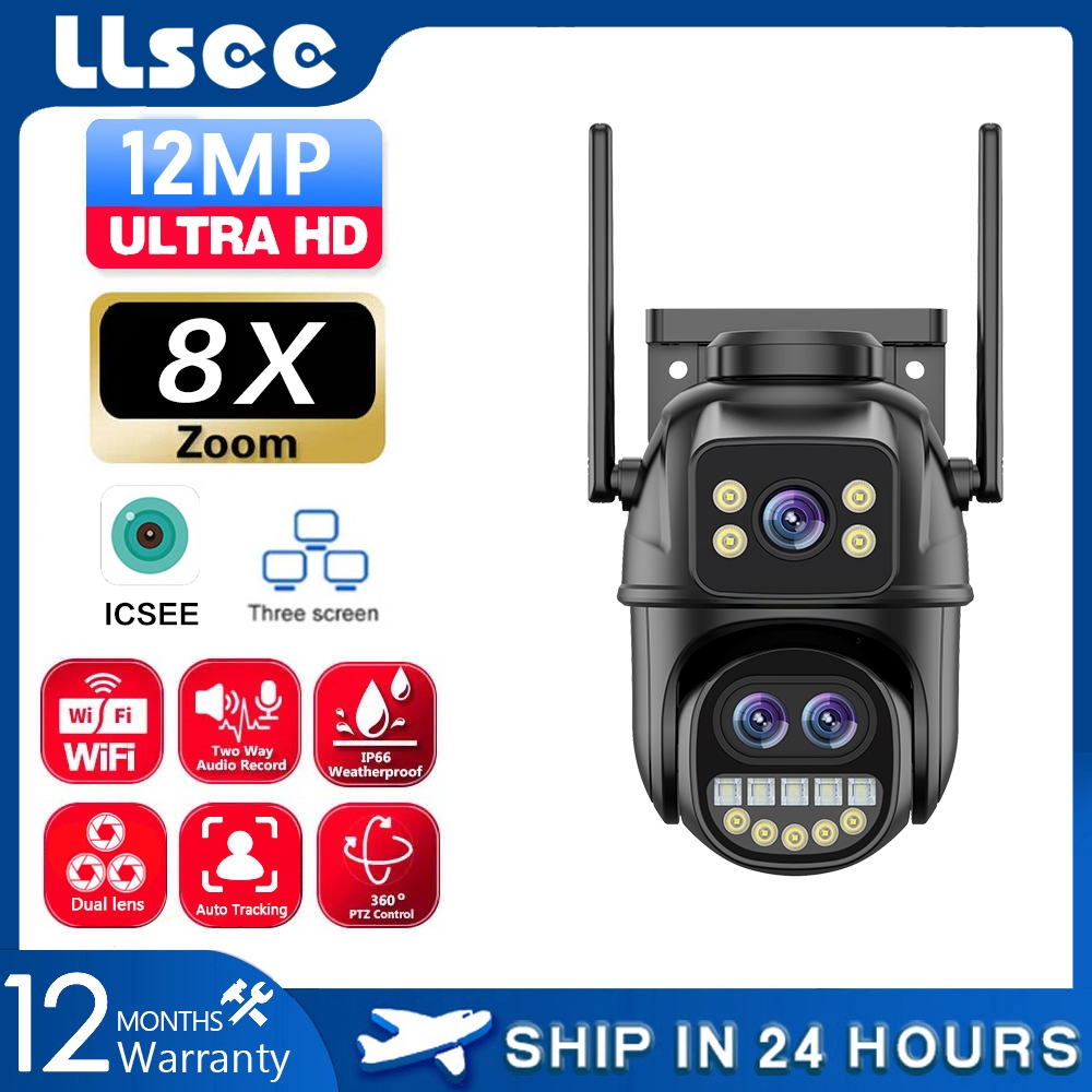 LLSEE icsee 12MP 3 lens 8x optical zoom waterproof CCTV outdoor WIFI ...