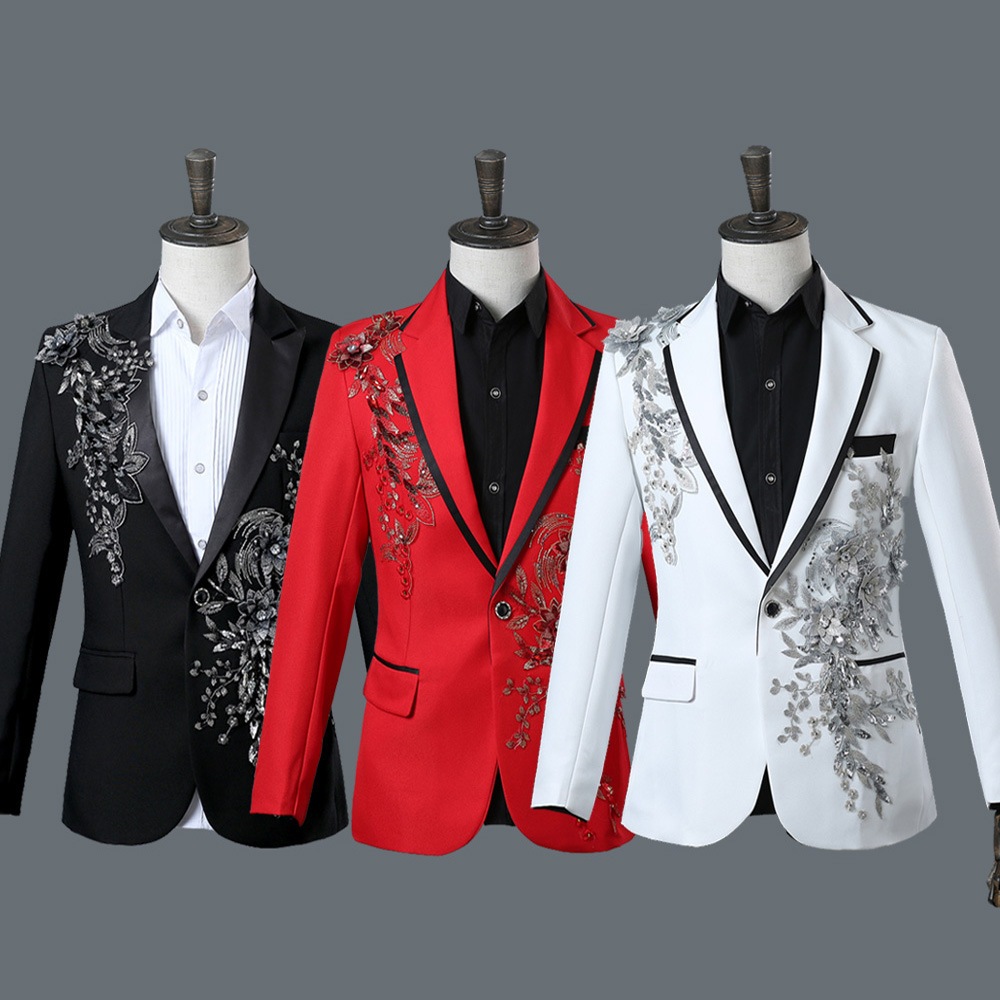 Male singer nightclub stage performance suit host suit bar dress Party ...