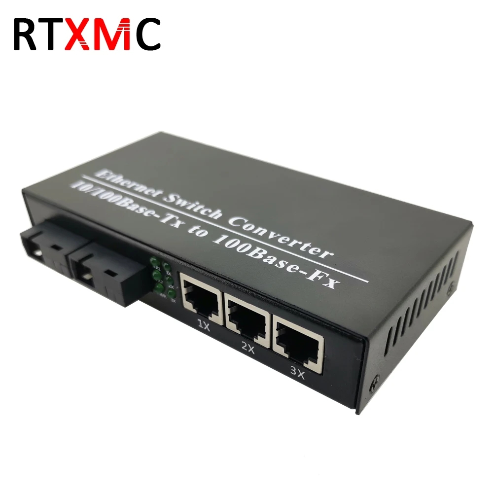 Fast Ethernet 2F3E 10/100M Ethernet Switch 2 Fiber Port SC 25KM RJ45 ...