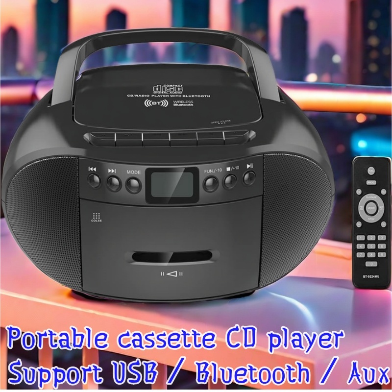 CD and Cassette Player ComboX, CD Player Bluetooth Boombox, AM/FM Radio ...