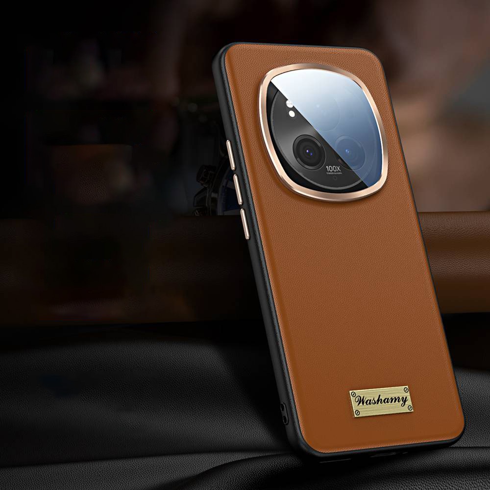 Genuine Leather Casing Honor Magic 6 Pro Case Cow Leather & Glass Lens ...