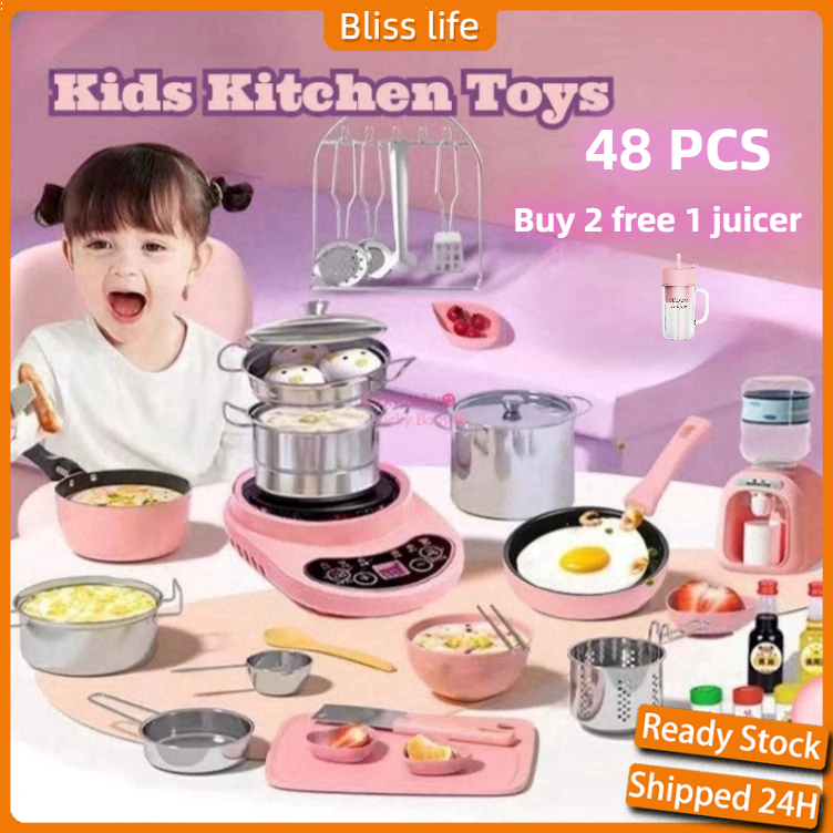 48 PCS Kids Real Cooking Children Cook Toys Cooking Simulation Toys ...