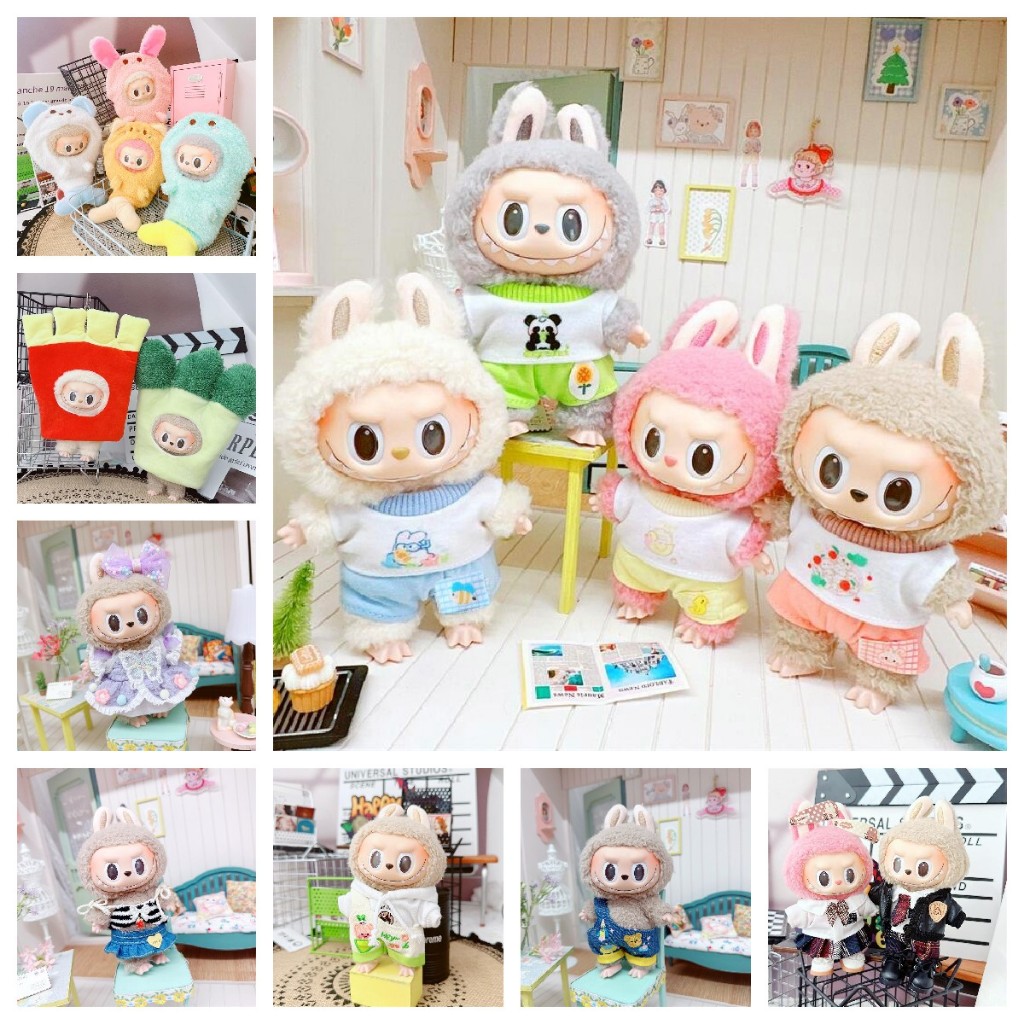 17cm Labubu Cute Doll Clothes Purple Princess Dress Cartoon Bear ...