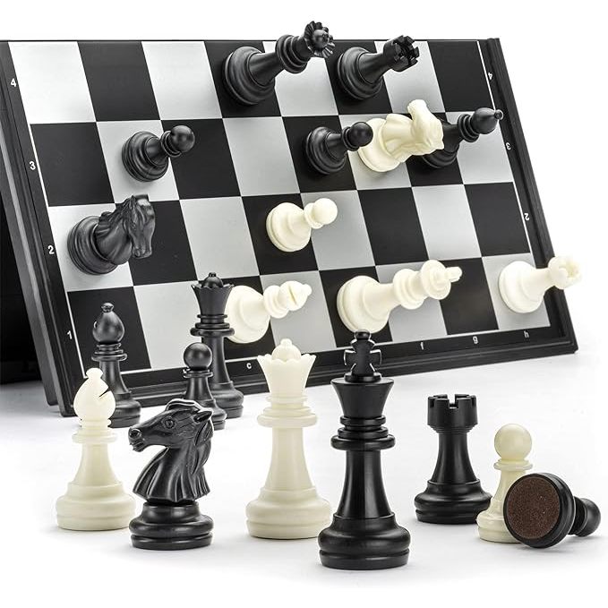 A&A Magnetic Plastic Travel Chess Set w/Folding Chess Board ...