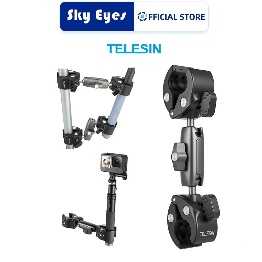 TELESIN Double Crab Clamp Mount, Bicycle Motorcycle Handlebar Clamp for ...