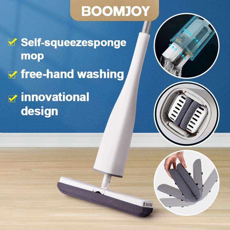 BOOMJOY 180 Degree Self-Wringing Mop With PVA Sponge Heads | Shopee ...