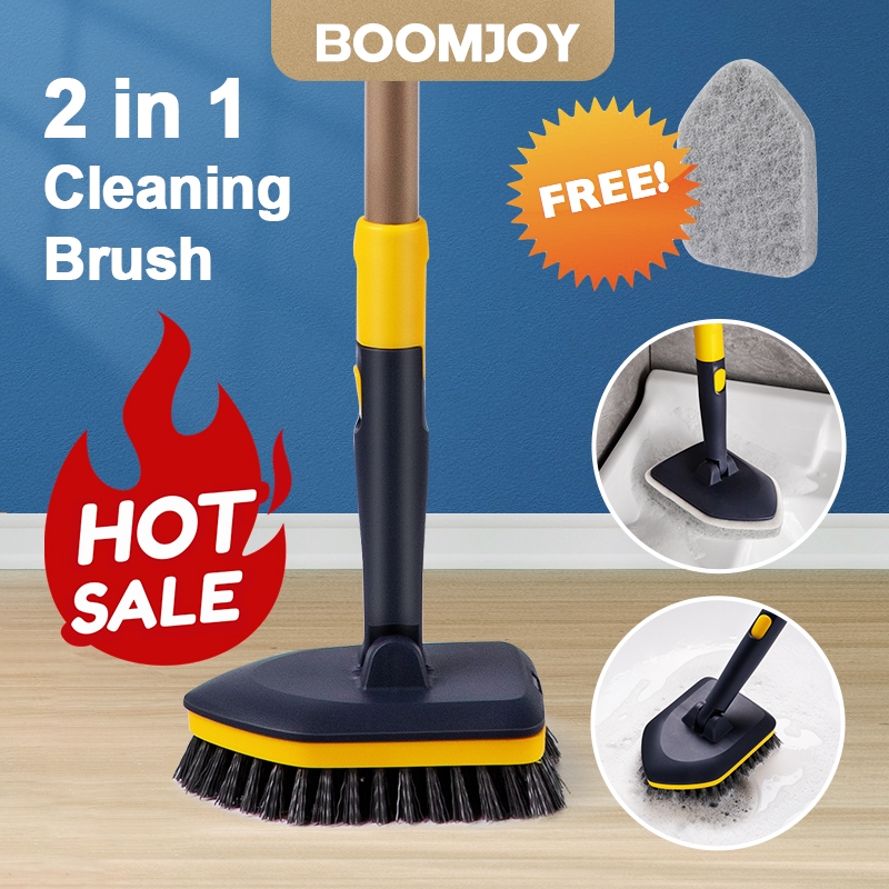 BOOMJOY 2 In 1 Adjustable Telescopic Pole Tub Tile Scrubber Brush ...