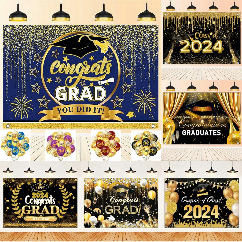 150*100cm Vinyl Grad Backdrop Congrats Grad 2024 Banner Background Gard ...