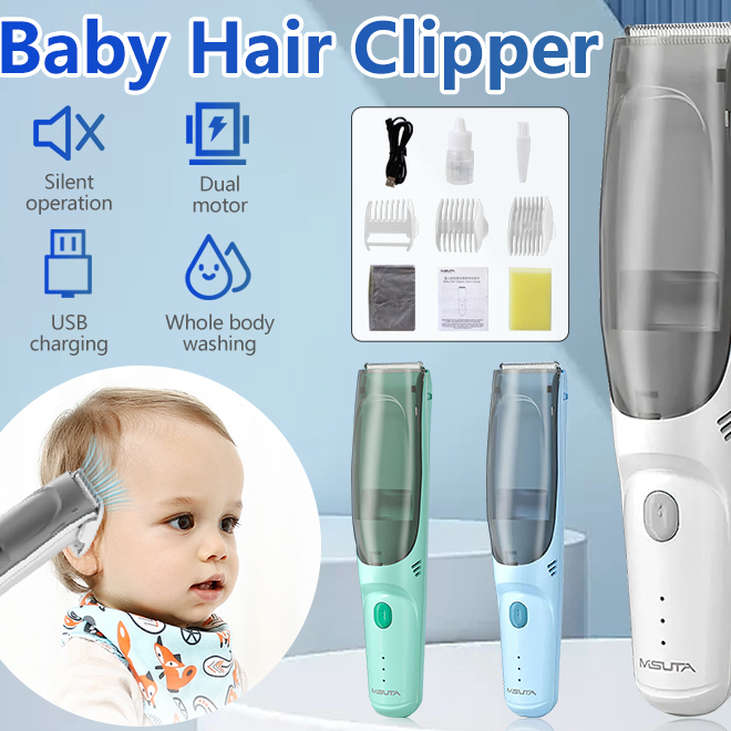 Rambut Baby Kids Hair Trimmer Auto Suction Baby Hair Clipper Cukur ...